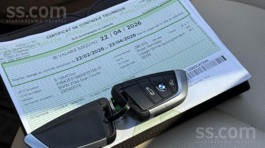 Blue BMW 218 2016 in Jelgava, with an engine capacity of 2.00 L and mileage of 289 thousand km for 7990 €, photo 15 on AUTOMOTO.COM.LV