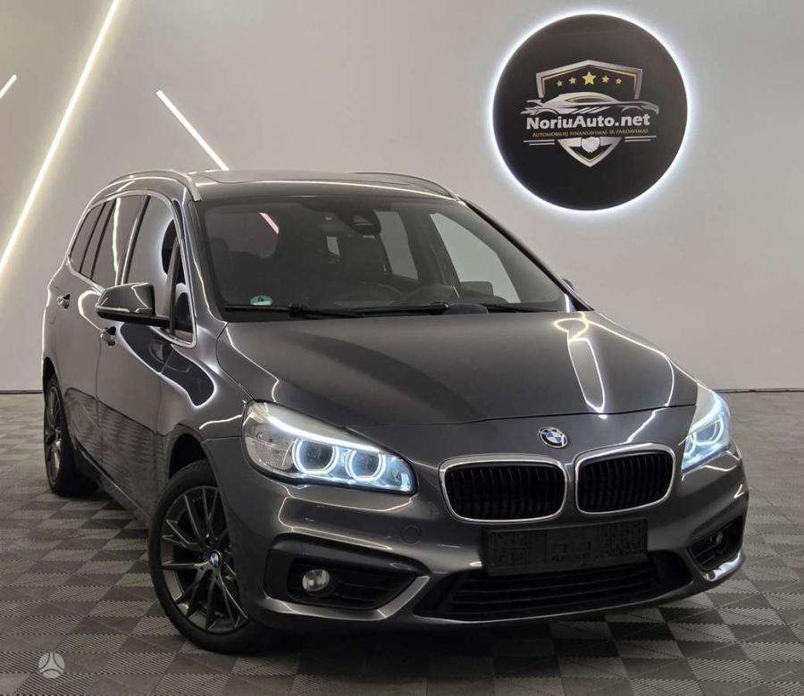 Grey BMW 218 Gran Tourer 2015 in Marijampole, with an engine capacity of 2.00 L and mileage of 280 thousand km for 11750 €, photo 1 on AUTOMOTO.COM.LV