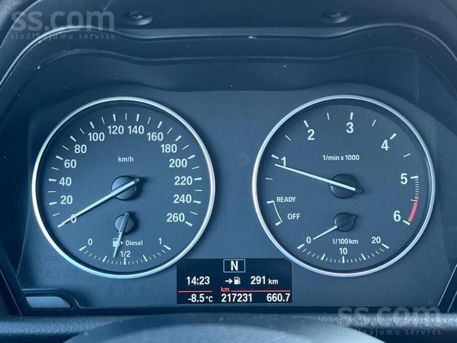 Grey BMW 218 2015 in Riga, with an engine capacity of 2.00 L and mileage of 216 thousand km for 7990 €, photo 13 on AUTOMOTO.COM.LV
