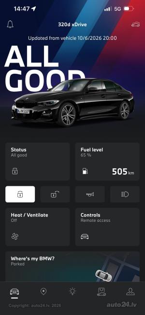 Black BMW 3 Series 2021 in Tallinn, with an engine capacity of 2.00 L and mileage of 143 thousand km for 30900 €, photo 18 on AUTOMOTO.COM.LV