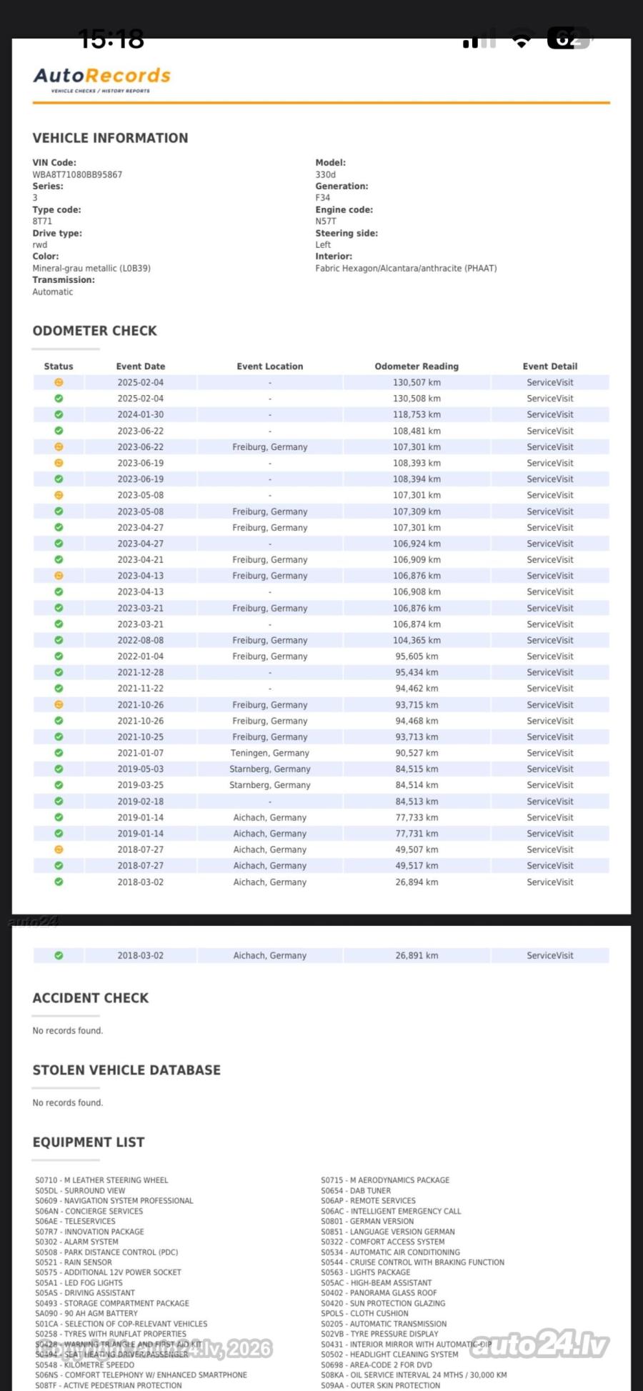 Pelēks BMW 3 Series 2017 Veru, ar dzinēja tilpumu 3.00 L un nobraukumu 138 tūkst. km par 18499 €, foto 21 vietnē AUTOMOTO.COM.LV