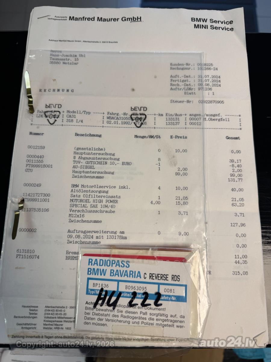 Sarkans BMW 3 Series 1992 Tallina, ar dzinēja tilpumu 0.00 L un nobraukumu 135 tūkst. km par 4400 €, foto 27 vietnē AUTOMOTO.COM.LV