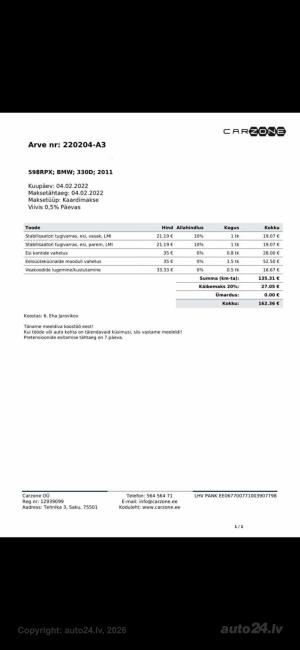Белый БМВ 3 Серия 2011 в Таллин, объемом двигателя 3.00 л и пробегом 0 тыс. км за 10999 €, фото 17 на AUTOMOTO.COM.LV