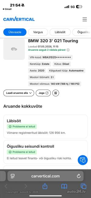 Белый БМВ 3 Серия 2020 в Таллин, объемом двигателя 2.00 л и пробегом 130 тыс. км за 23600 €, фото 10 на AUTOMOTO.COM.LV