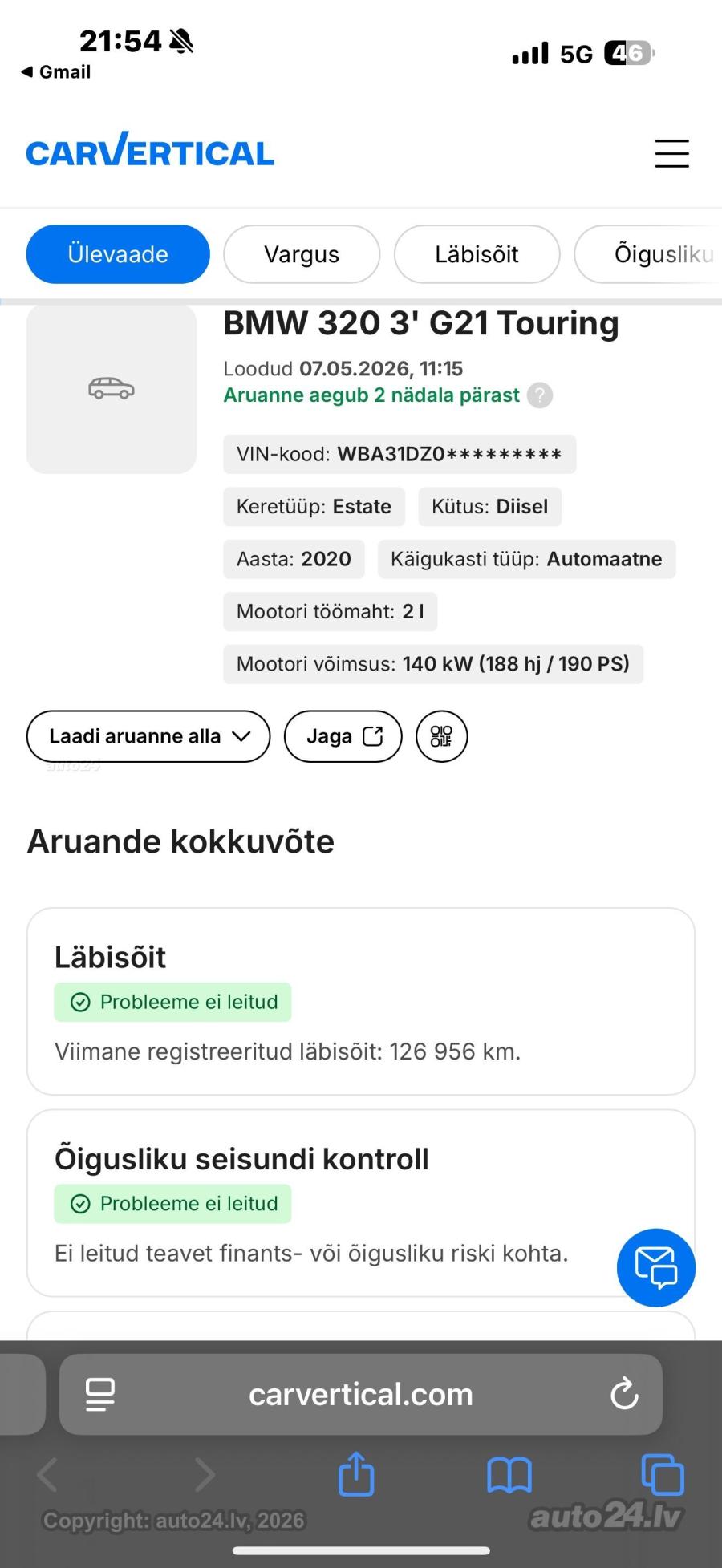 Белый БМВ 3 Серия 2020 в Таллин, объемом двигателя 2.00 л и пробегом 130 тыс. км за 23600 €, фото 10 на AUTOMOTO.COM.LV