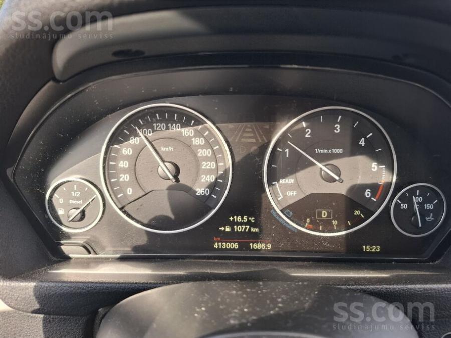 Black BMW 316 2015 in Riga, with an engine capacity of 2.00 L and mileage of 411 thousand km for 7770 €, photo 8 on AUTOMOTO.COM.LV