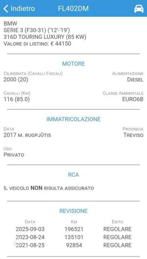 Black BMW 316 2017 in Panevezys, with an engine capacity of 2.00 L and mileage of 216 thousand km for 9499 €, photo 34 on AUTOMOTO.COM.LV
