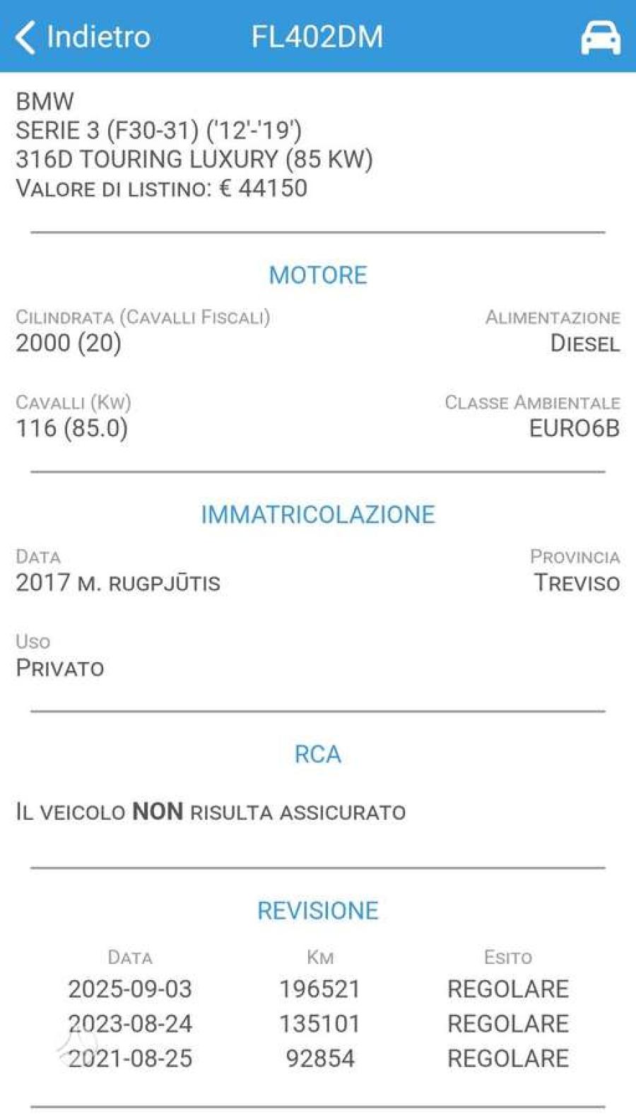 Black BMW 316 2017 in Panevezys, with an engine capacity of 2.00 L and mileage of 216 thousand km for 9499 €, photo 34 on AUTOMOTO.COM.LV