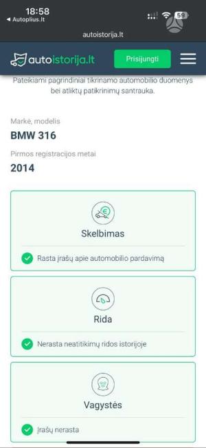 Balts BMW 316 2014 Kauņa, ar dzinēja tilpumu 2.00 L un nobraukumu 340 tūkst. km par 6000 €, foto 13 vietnē AUTOMOTO.COM.LV