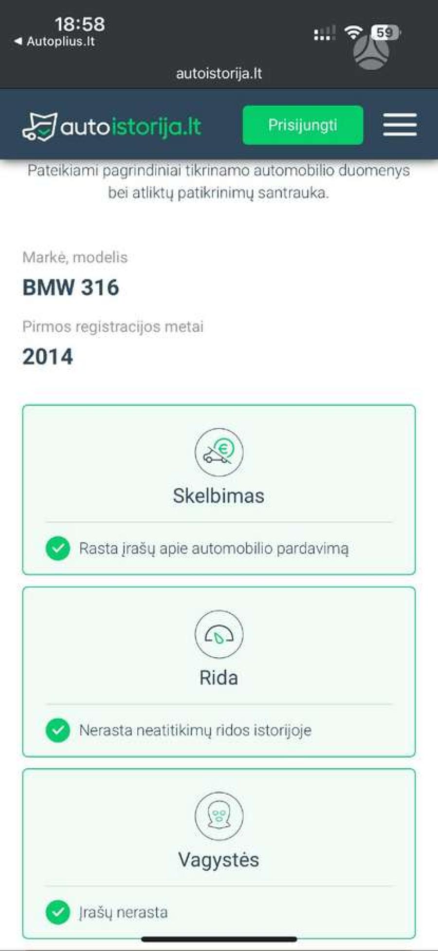 Balts BMW 316 2014 Kauņa, ar dzinēja tilpumu 2.00 L un nobraukumu 340 tūkst. km par 6000 €, foto 13 vietnē AUTOMOTO.COM.LV