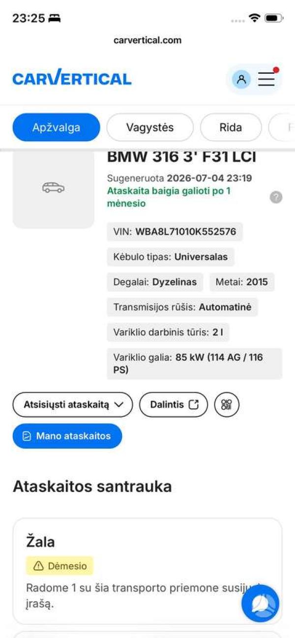 White BMW 316 2016 in Kaunas, with an engine capacity of 2.00 L and mileage of 345 thousand km for 9450 €, photo 10 on AUTOMOTO.COM.LV