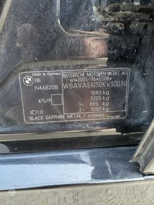 Черный БМВ 318 2007 в Вильнюс, объемом двигателя 2.00 л и пробегом 234 тыс. км за 2100 €, фото 13 на AUTOMOTO.COM.LV