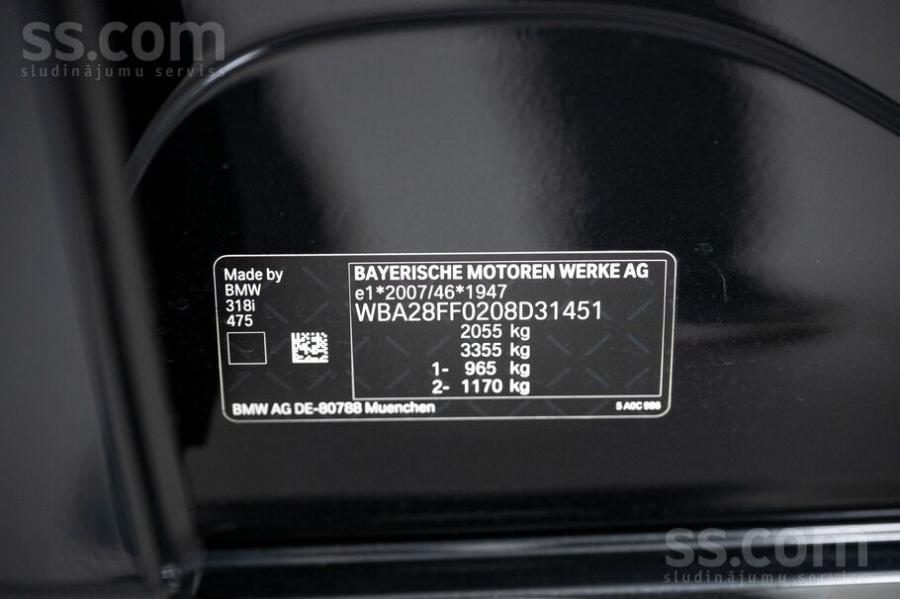 Melns BMW 318 2023 Rīga, ar dzinēja tilpumu 2.00 L un nobraukumu 104 tūkst. km par 27500 €, foto 9 vietnē AUTOMOTO.COM.LV