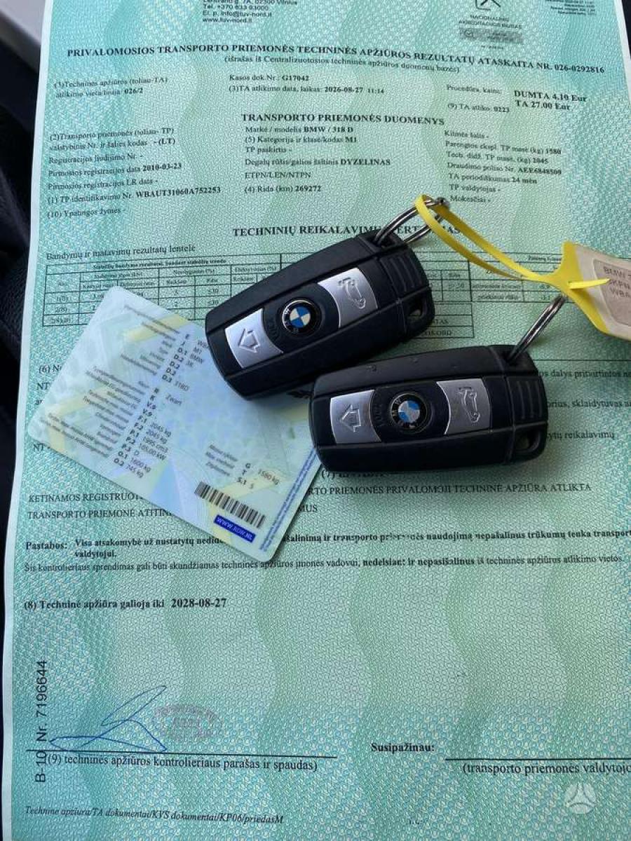 Черный БМВ 318 2010 в Вильнюс, объемом двигателя 2.00 л и пробегом 270 тыс. км за 4300 €, фото 12 на AUTOMOTO.COM.LV