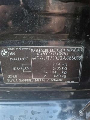 Black BMW 318 2010 in Kaunas, with an engine capacity of 2.00 L and mileage of 281 thousand km for 7500 €, photo 12 on AUTOMOTO.COM.LV