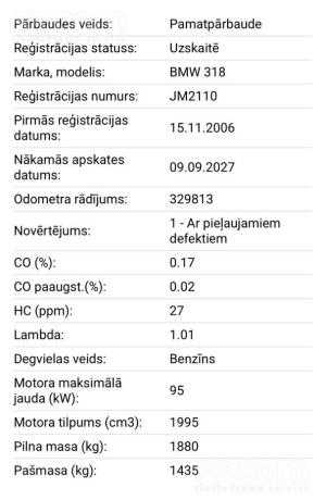 Zils BMW 318 2006 Talsi, ar dzinēja tilpumu 2.00 L un nobraukumu 330 tūkst. km par 2850 €, foto 9 vietnē AUTOMOTO.COM.LV