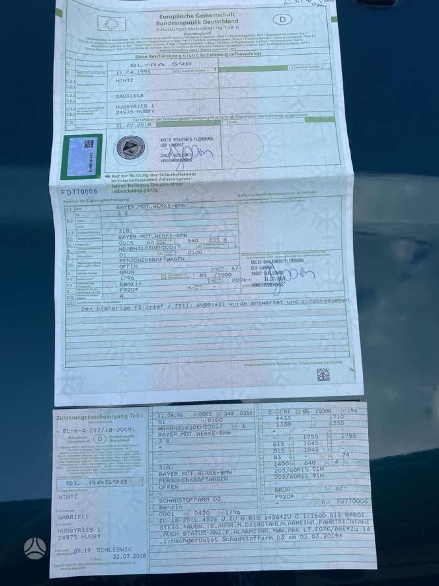 Green BMW 318 1996 in Kaunas, with an engine capacity of 1.80 L and mileage of 266 thousand km for 2999 €, photo 35 on AUTOMOTO.COM.LV