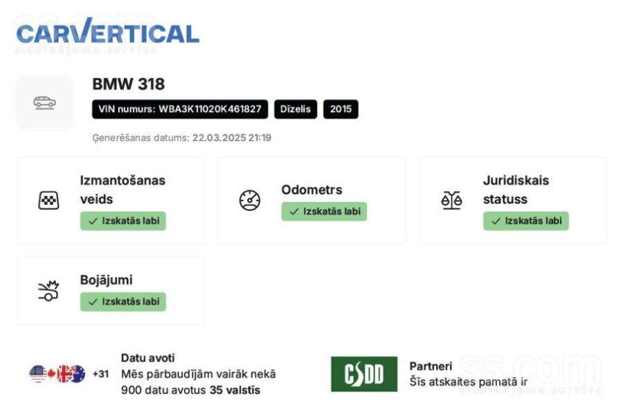 Серый БМВ 318 2015 в Рига, объемом двигателя 2.00 л и пробегом 248 тыс. км за 9900 €, фото 14 на AUTOMOTO.COM.LV