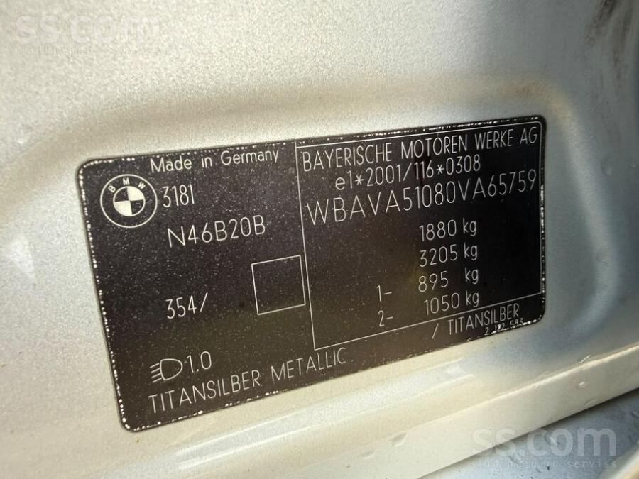 Pelēks BMW 318 2006 Rīga, ar dzinēja tilpumu 2.00 L un nobraukumu 259 tūkst. km par 3150 €, foto 21 vietnē AUTOMOTO.COM.LV