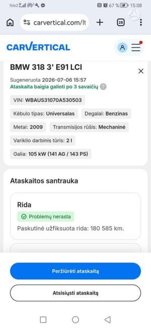 Grey BMW 318 2009 in Klaipeda, with an engine capacity of 2.00 L and mileage of 185 thousand km for 4190 €, photo 37 on AUTOMOTO.COM.LV