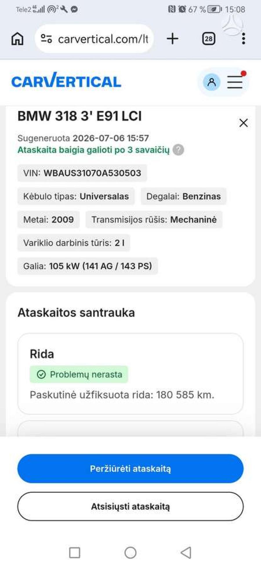 Grey BMW 318 2009 in Klaipeda, with an engine capacity of 2.00 L and mileage of 185 thousand km for 4190 €, photo 37 on AUTOMOTO.COM.LV