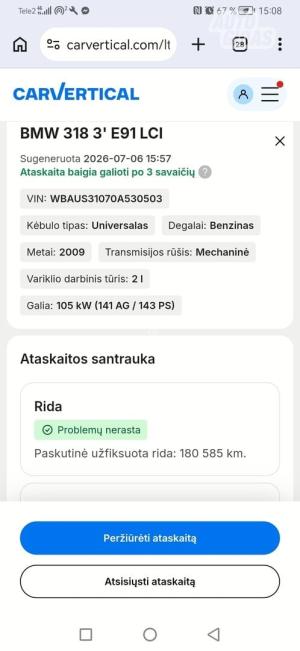 Pelēks BMW 318 2009 Klaipėda, ar dzinēja tilpumu 2.00 L un nobraukumu 185 tūkst. km par 3950 €, foto 36 vietnē AUTOMOTO.COM.LV
