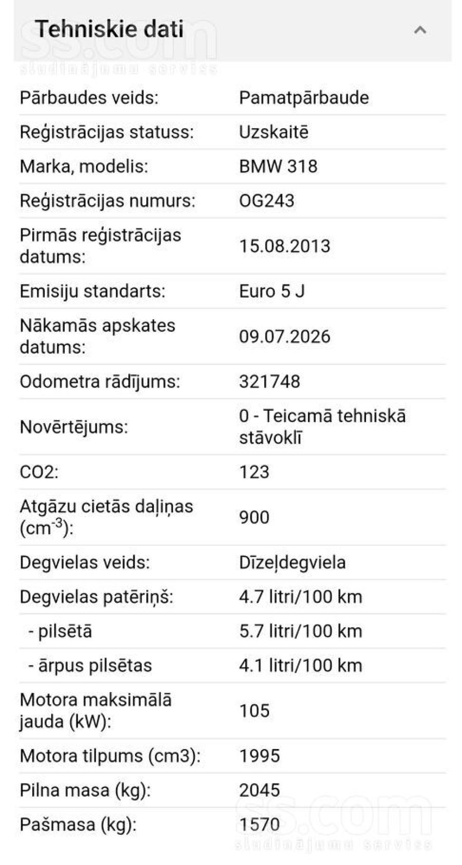 Серый БМВ 318 2013 в Рига, объемом двигателя 2.00 л и пробегом 322 тыс. км за 8100 €, фото 16 на AUTOMOTO.COM.LV