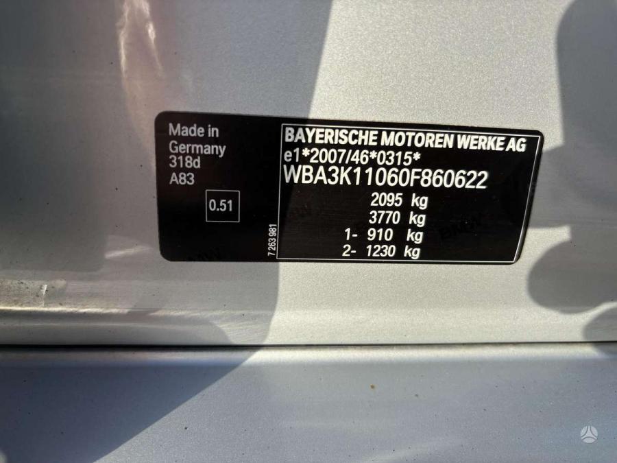 Grey BMW 318 2014 in Vilnius, with an engine capacity of 2.00 L and mileage of 344 thousand km for 7700 €, photo 30 on AUTOMOTO.COM.LV