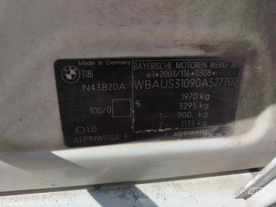 БМВ 318 2009 в Шяуляй, объемом двигателя 2.00 л и пробегом 292 тыс. км за 3100 €, фото 10 на AUTOMOTO.COM.LV
