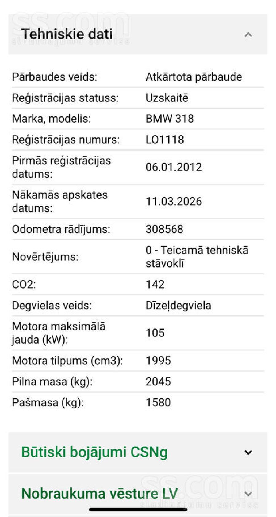 BMW 318 2012 Rīga, ar dzinēja tilpumu 2.00 L un nobraukumu 311 tūkst. km par 6100 €, foto 11 vietnē AUTOMOTO.COM.LV