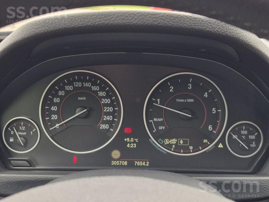 Black BMW 320 2013 in Riga, with an engine capacity of 2.00 L and mileage of 306 thousand km for 9490 €, photo 16 on AUTOMOTO.COM.LV