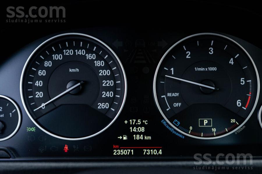 Black BMW 320 2013 in Riga, with an engine capacity of 2.00 L and mileage of 235 thousand km for 11990 €, photo 17 on AUTOMOTO.COM.LV