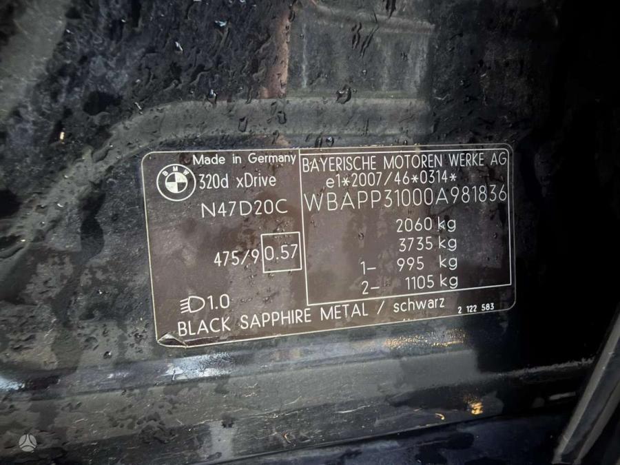 Черный БМВ 320 2012 в Вильнюс, объемом двигателя 2.00 л и пробегом 295 тыс. км за 3900 €, фото 22 на AUTOMOTO.COM.LV
