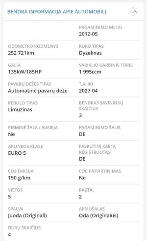 Black BMW 320 2012 in Vilnius, with an engine capacity of 2.00 L and mileage of 252 thousand km for 6900 €, photo 24 on AUTOMOTO.COM.LV