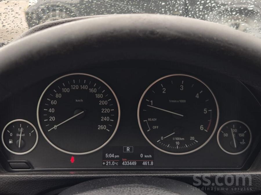 Black BMW 320 2014 in Riga, with an engine capacity of 2.00 L and mileage of 433 thousand km for 5890 €, photo 16 on AUTOMOTO.COM.LV