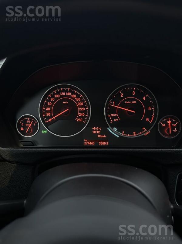 Black BMW 320 2014 in Riga, with an engine capacity of 2.00 L and mileage of 274 thousand km for 10950 €, photo 9 on AUTOMOTO.COM.LV