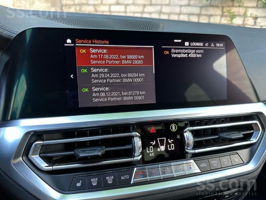 Black BMW 320 2019 in Riga, with an engine capacity of 2.00 L and mileage of 0 thousand km for 27800 €, photo 23 on AUTOMOTO.COM.LV