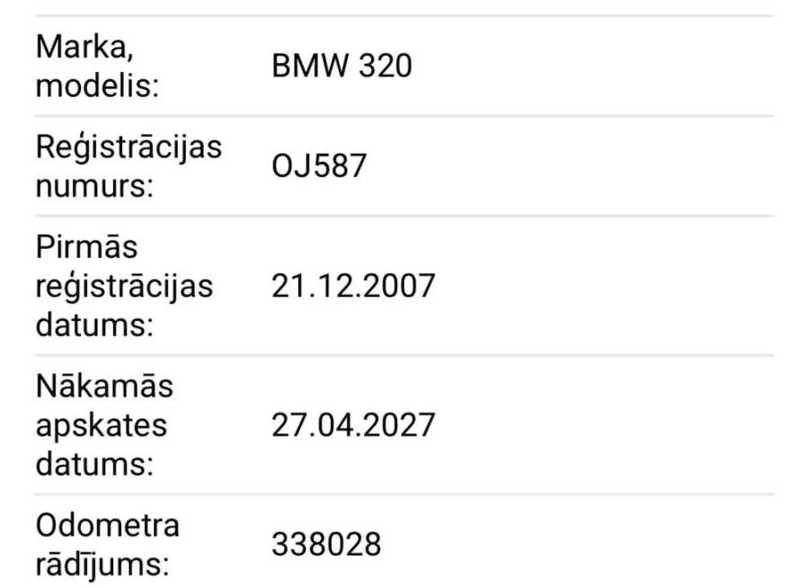 Black BMW 320 2007 in Riga, with an engine capacity of 2.00 L and mileage of 339 thousand km for 4990 €, photo 20 on AUTOMOTO.COM.LV