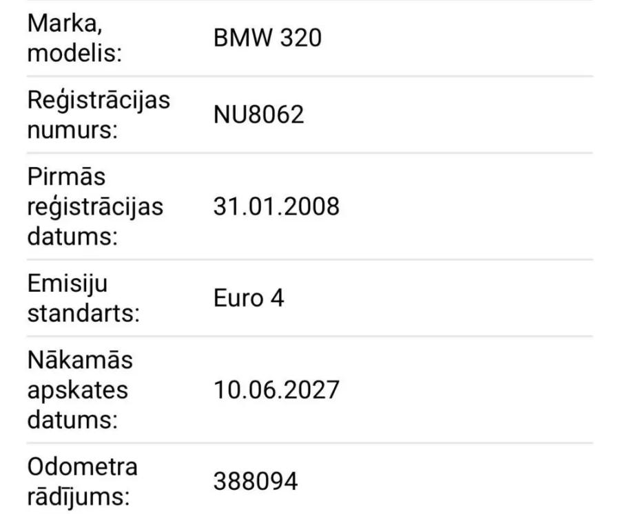 Черный БМВ 320 2008 в Рига, объемом двигателя 3.00 л и пробегом 389 тыс. км за 4990 €, фото 27 на AUTOMOTO.COM.LV