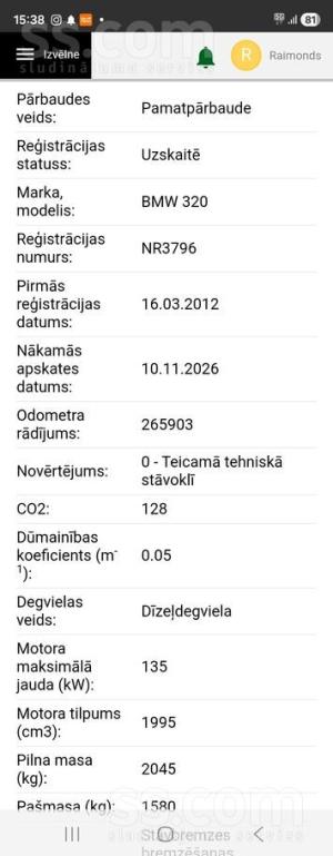 Black BMW 320 2012 in Riga, with an engine capacity of 2.00 L and mileage of 273 thousand km for 4200 €, photo 9 on AUTOMOTO.COM.LV