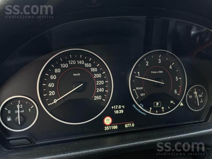 Black BMW 320 2013 in Riga, with an engine capacity of 2.00 L and mileage of 351 thousand km for 9500 €, photo 15 on AUTOMOTO.COM.LV