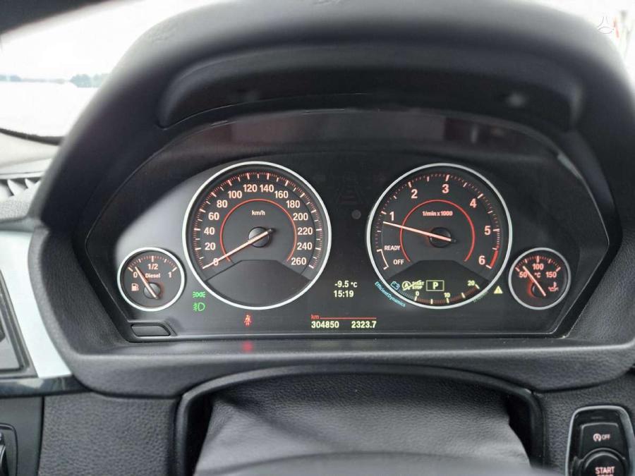 Black BMW 320 2014 in Vilnius, with an engine capacity of 2.00 L and mileage of 303 thousand km for 8750 €, photo 21 on AUTOMOTO.COM.LV