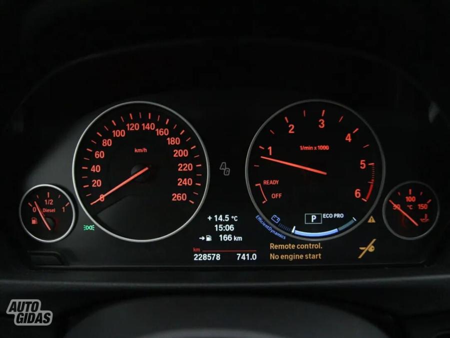 Black BMW 320 2014 in Vilnius, with an engine capacity of 2.00 L and mileage of 229 thousand km for 10899 €, photo 20 on AUTOMOTO.COM.LV