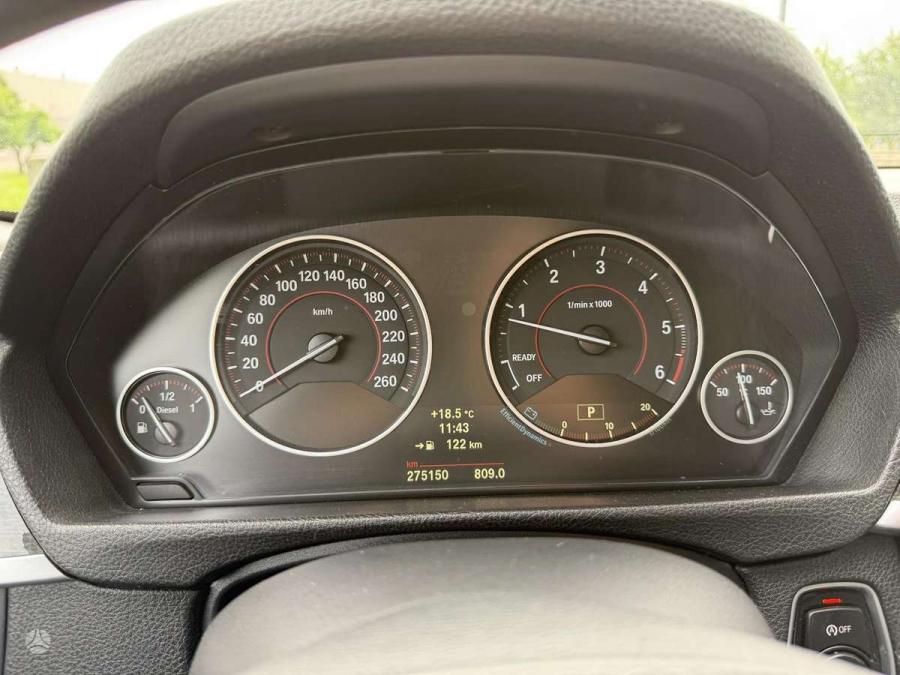 Black BMW 320 2014 in Vilnius, with an engine capacity of 2.00 L and mileage of 275 thousand km for 7250 €, photo 31 on AUTOMOTO.COM.LV