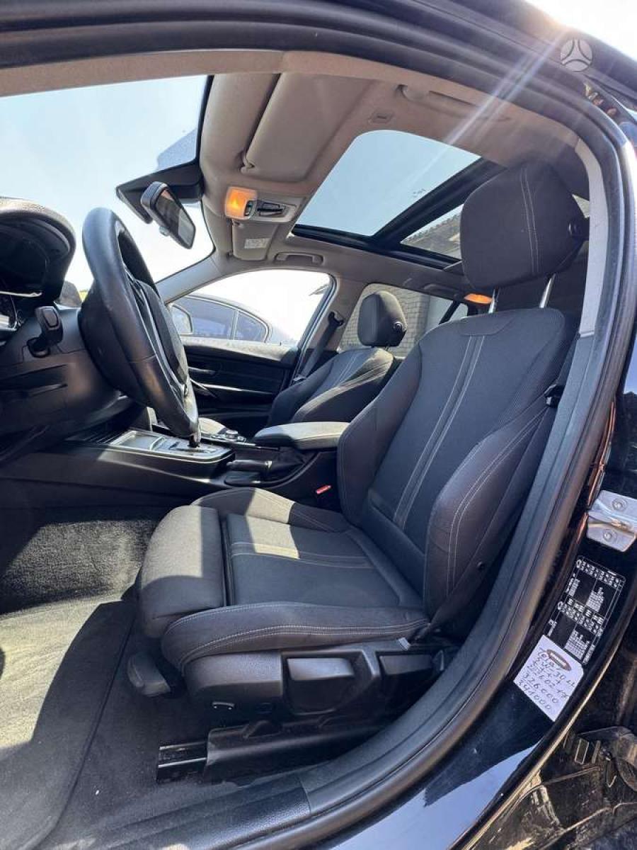 Black BMW 320 2016 in Vilnius, with an engine capacity of 2.00 L and mileage of 335 thousand km for 4500 €, photo 9 on AUTOMOTO.COM.LV