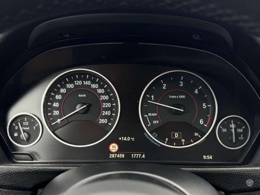 Black BMW 320 2016 in Vilnius, with an engine capacity of 2.00 L and mileage of 287 thousand km for 11390 €, photo 33 on AUTOMOTO.COM.LV