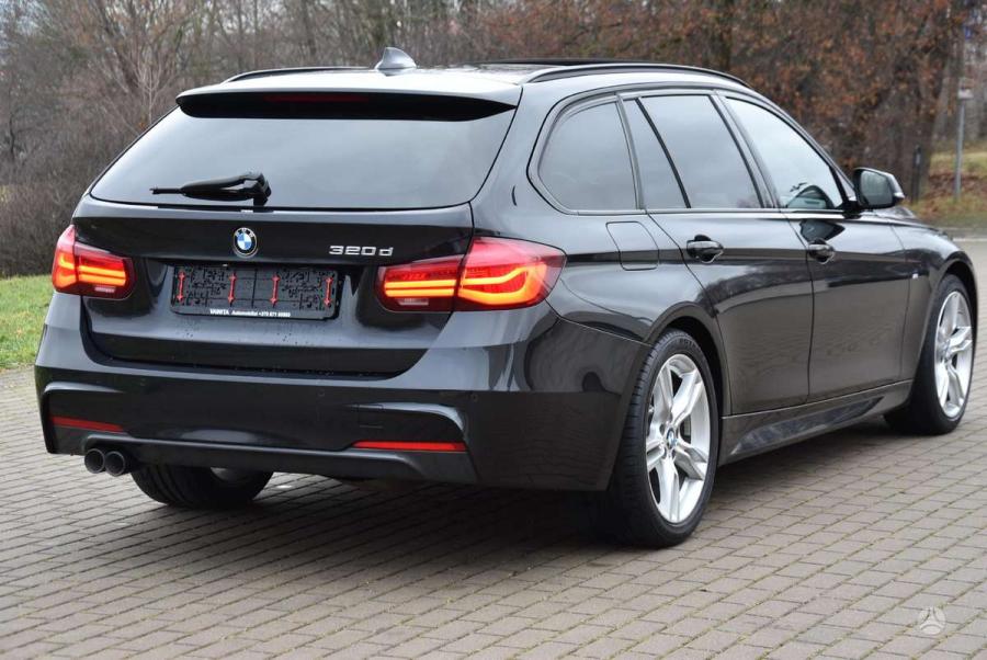 Black BMW 320 2018 in Vilnius, with an engine capacity of 2.00 L and mileage of 321 thousand km for 12800 €, photo 7 on AUTOMOTO.COM.LV