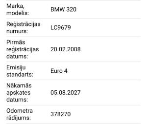 Blue BMW 320 2008 in Riga, with an engine capacity of 2.00 L and mileage of 379 thousand km for 5690 €, photo 30 on AUTOMOTO.COM.LV