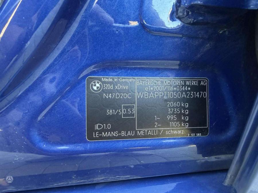 Blue BMW 320 2009 in Klaipeda, with an engine capacity of 2.00 L and mileage of 325 thousand km for 5850 €, photo 16 on AUTOMOTO.COM.LV