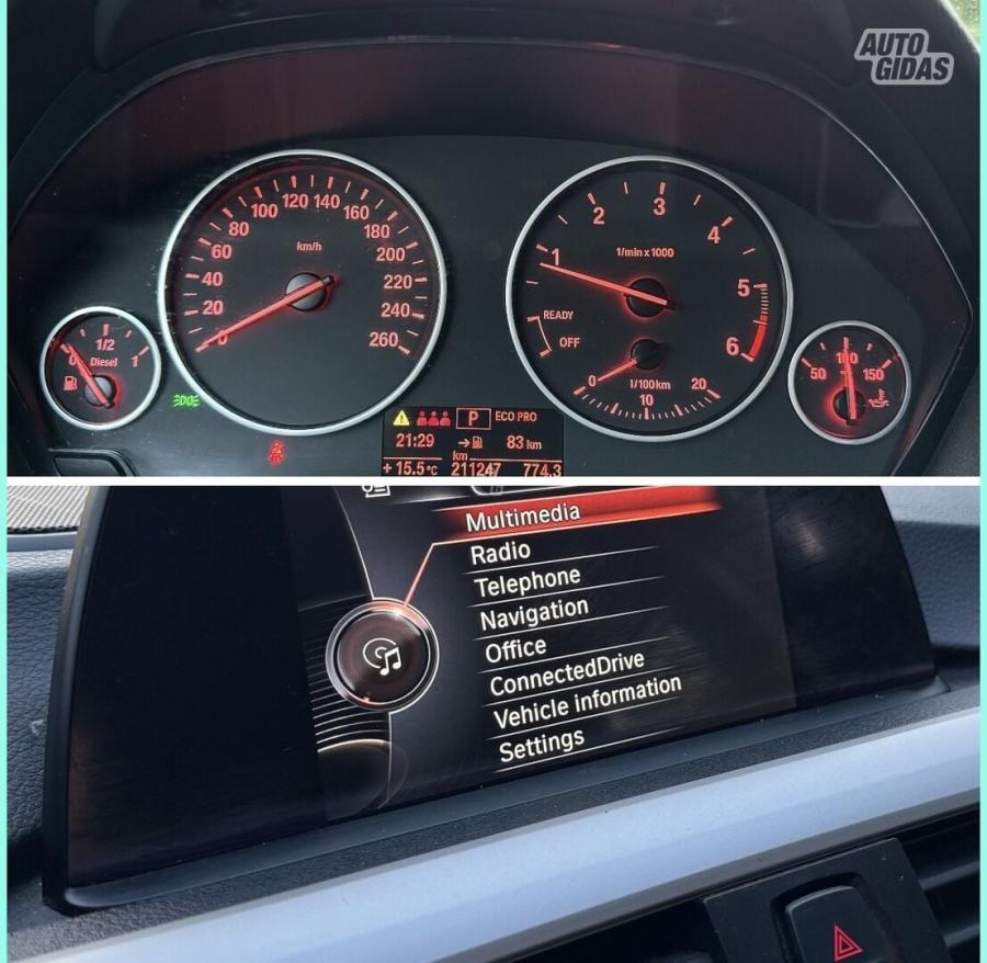 Blue BMW 320 2014 in Vilnius, with an engine capacity of 2.00 L and mileage of 211 thousand km for 6750 €, photo 13 on AUTOMOTO.COM.LV